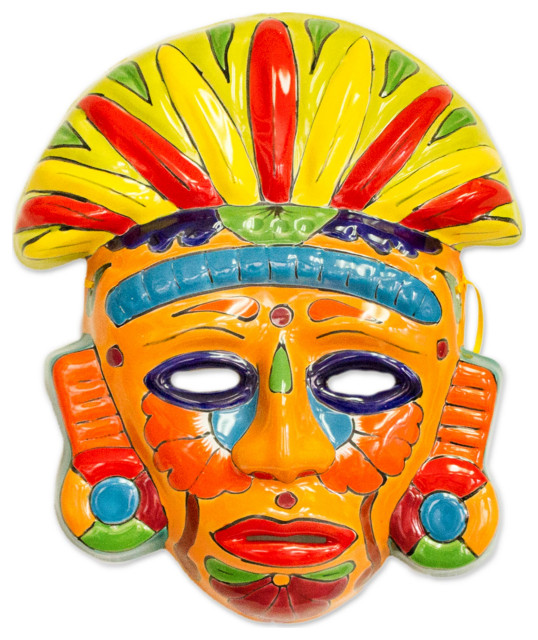 Novica Handmade Chicha Penacho Ceramic Mask - Contemporary - Decorative ...