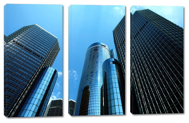 Detroit, Michigan Skyscrapers Canvas Print, 3 Panel Split, Triptych ...