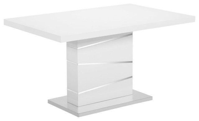 55" Rectangular White glossy dining table - Contemporary - Dining ...