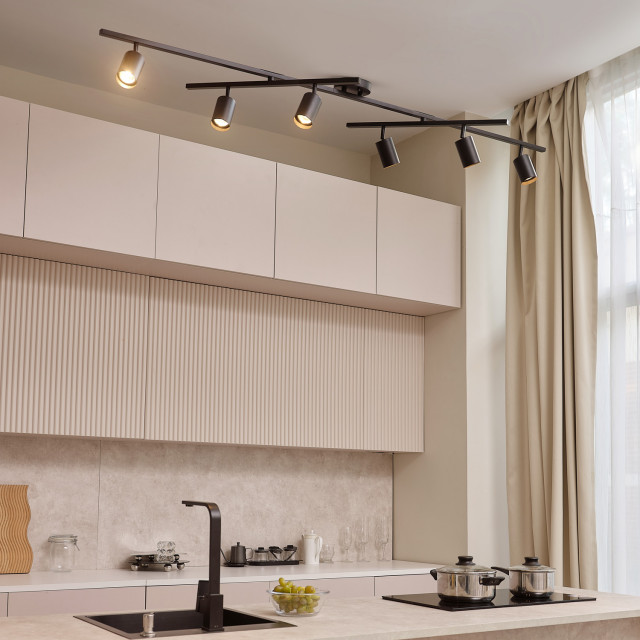 Waylon 6-Light Matte Black Track Lighting - Transitional - Track ...