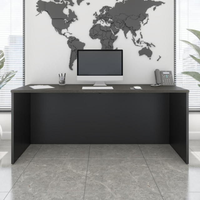 Bestar Pro-Concept Plus 72W Narrow Desk Shell In Deep Grey & Black ...