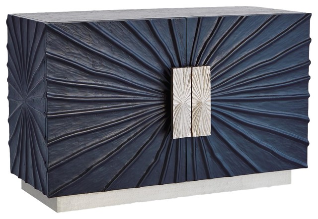 Gorgeous Modern Black Silver Sunburst Cabinet, Console Table Pleated ...