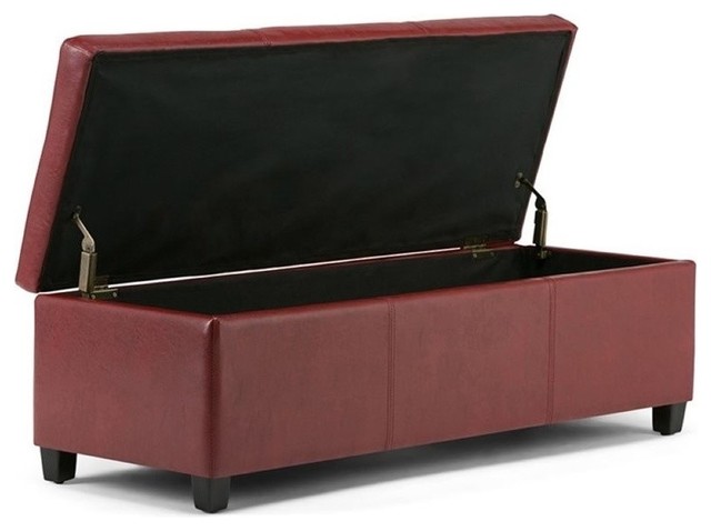 Atlin Designs Faux Leather Storage Bench in Red - Transitional - Accent ...