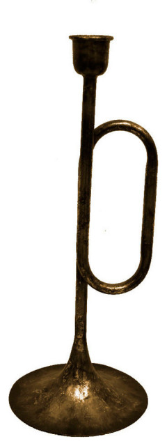 Sagebrook Home 5.75" Metal Trumpet Sculpture, Bronze, 14" - Traditional ...