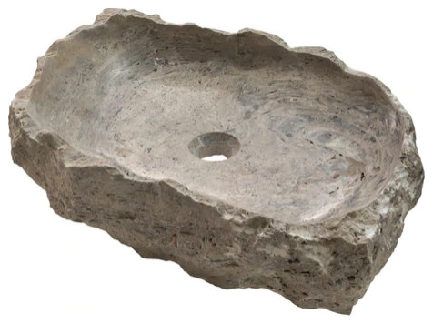 Silver Travertine Rustic Natural Stone Vessel Sink Hand Chiseled ...