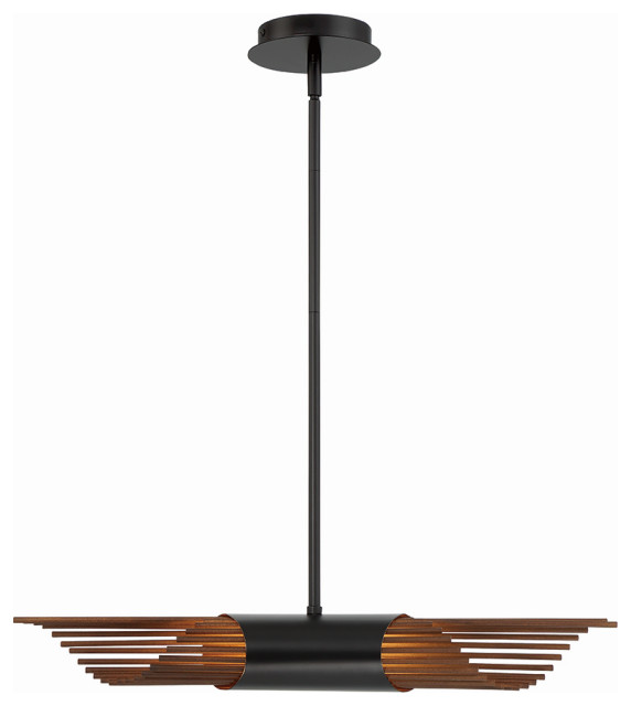 Umura 2-Light LED Chandelier in Black And Aged Gold, 4.500 ...