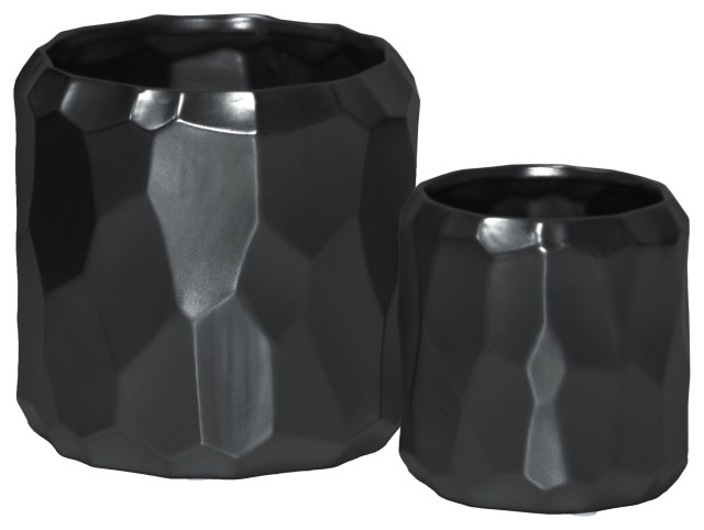 Pot with Wide Mouth & Embossed Irregular Patterns Design Body Set of 2 ...