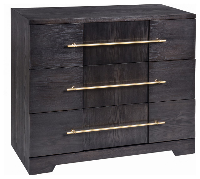 Dann Foley 3-Drawer Wooden Lifestyle Chest Dark Gray Finish ...