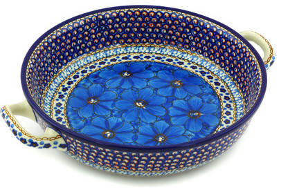 Polmedia Polish Pottery 13" Stoneware Round Baker With Handles ...