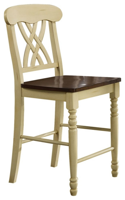 ACME Dylan X-Overlap Wood Counter Height Chair in Buttermilk and Oak ...