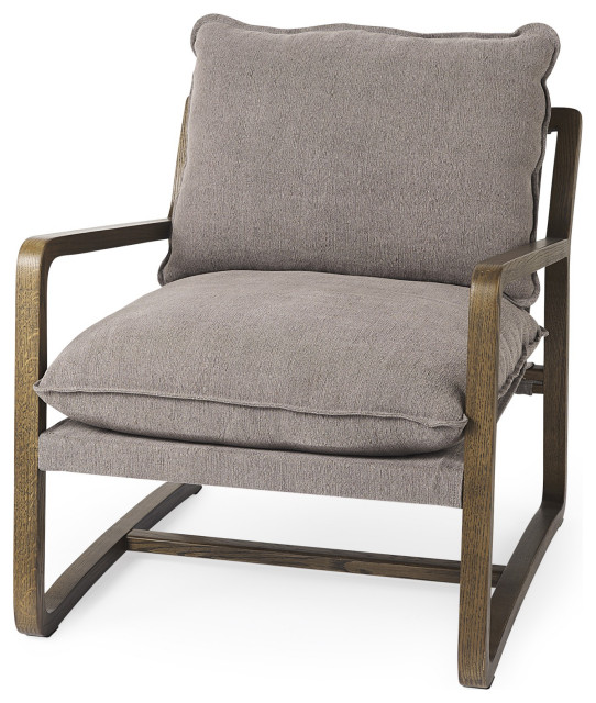 Modern Rustic Cozy Brown and Gray Accent Chair - Transitional ...