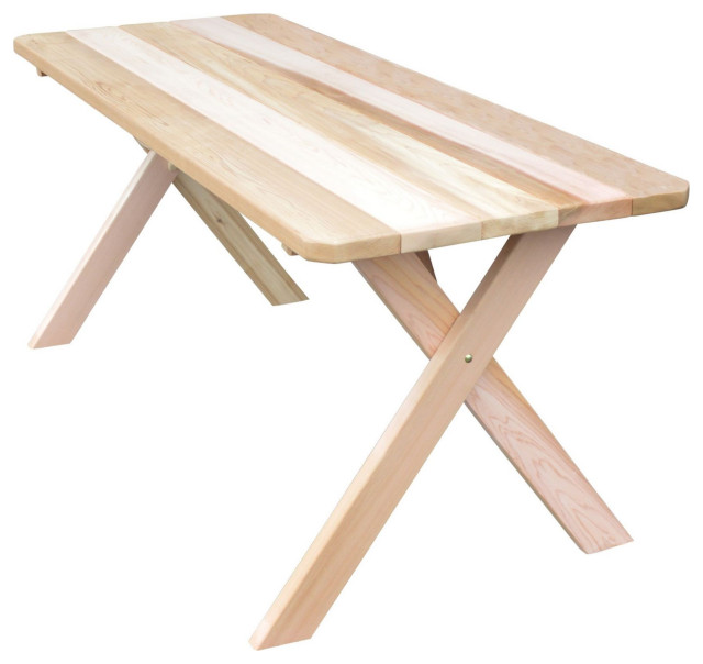 Cedar Cross-Leg Table, 6 Foot - Transitional - Outdoor Dining Tables ...