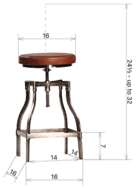 Chestnut Leather Adjustable Bar / Counter Stool - Industrial - Bar ...