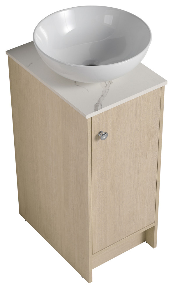 15 Inch Plywood Freestanding Bathroom Vanity Set with Ceramic Sink and ...