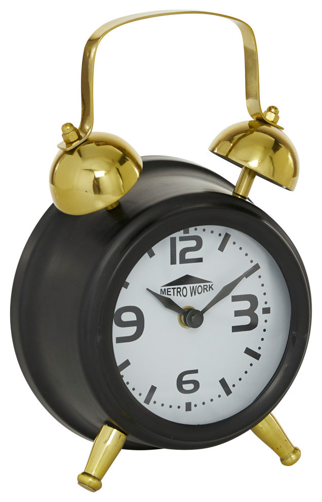Traditional Black Stainless Steel Clock 67797, 6" x 3" x 9 ...