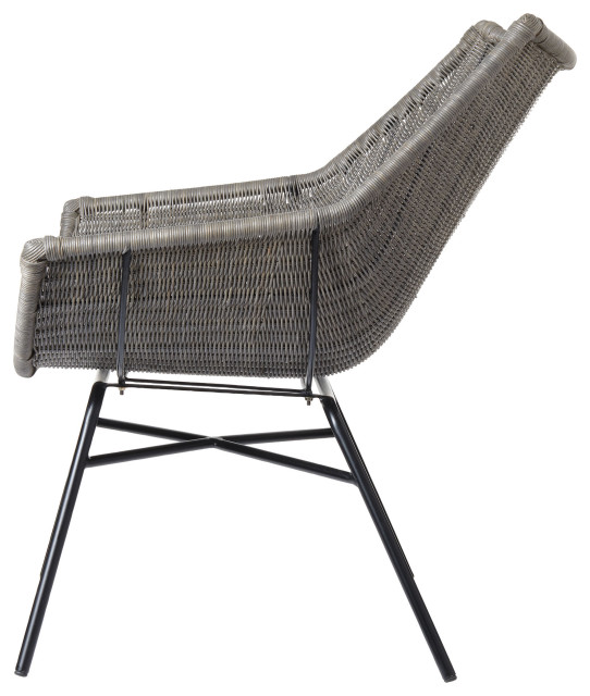 Kamala Gray Stained Rattan Lounge Chair - Tropical - Armchairs And ...