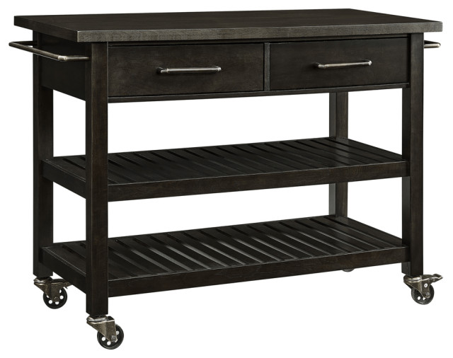 Brown 51" Rolling Kitchen Island With Storage - Transitional - Kitchen ...