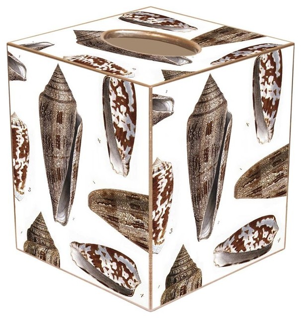 TB1847-Brown Island Shells Tissue Box Cover - Beach Style - Tissue Box ...