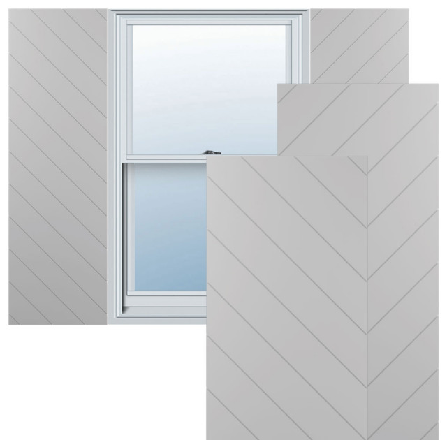 True Fit PVC Diagonal Slat Modern Style Fixed Mount Shutters, 15"W x 46 ...