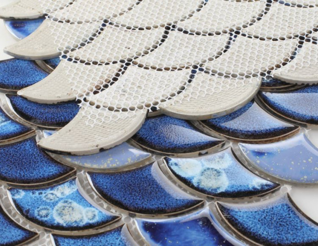 Dragon Scale Royal Blue 9.75 x 12 - Contemporary - Mosaic Tile - by ...