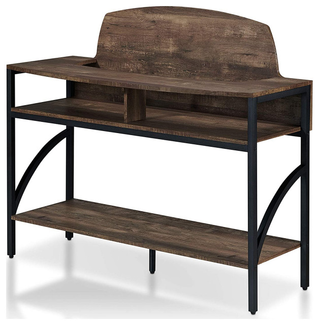 Transitional Console Table, Unique Cutout Shaped Top, Reclaimed Oak ...