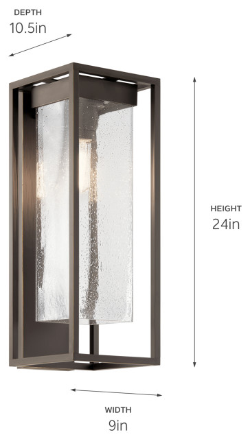 The Mercer 24" 1 Light Outdoor Wall Light With Clear Seeded Glass, Olde ...