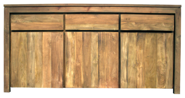Recycled Teak Wood Valencia Bathroom Linen Cabinet With 3 Doors/3 ...