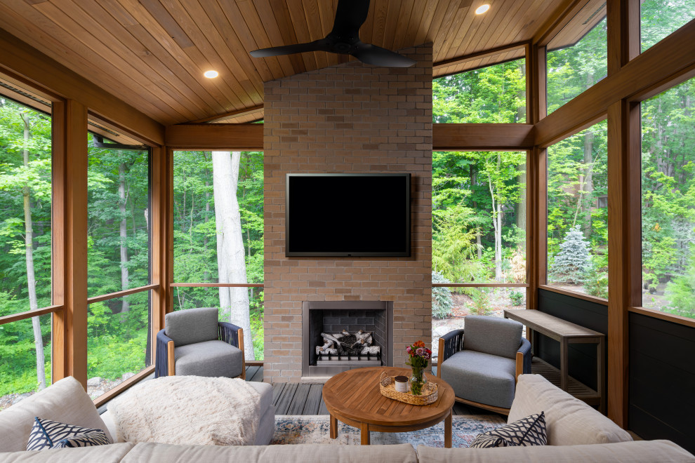 Modern Transitional Custom Home in Ann Arbor - Transitional - Sunroom ...