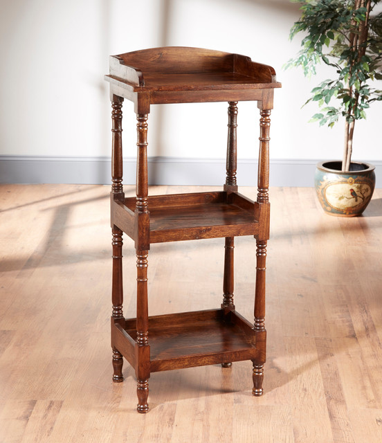 Three Tier Narrow Bookshelf - Traditional - Display And Wall Shelves ...