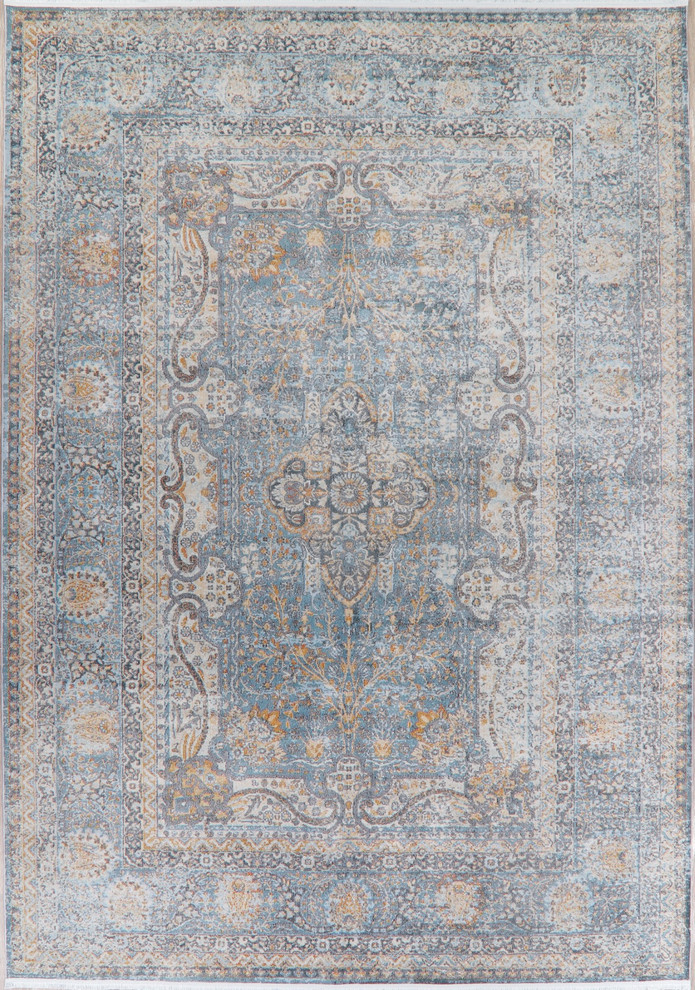 Medallion Vintage-Style Border Distressed Area Rug, 9 X 12 Ft ...