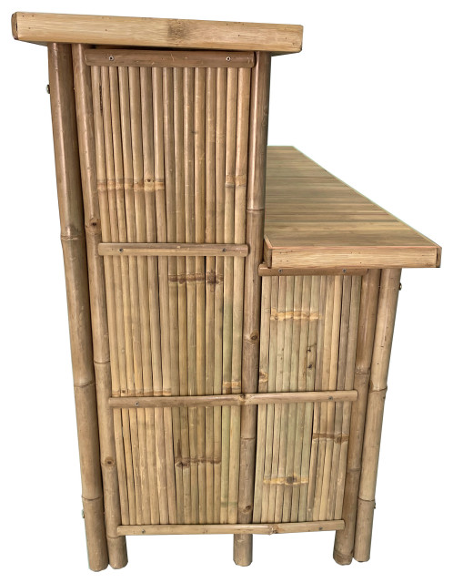 Bamboo Bar Counter With Door, 24"W X 64"L X 44"H - Asian - Outdoor Pub ...