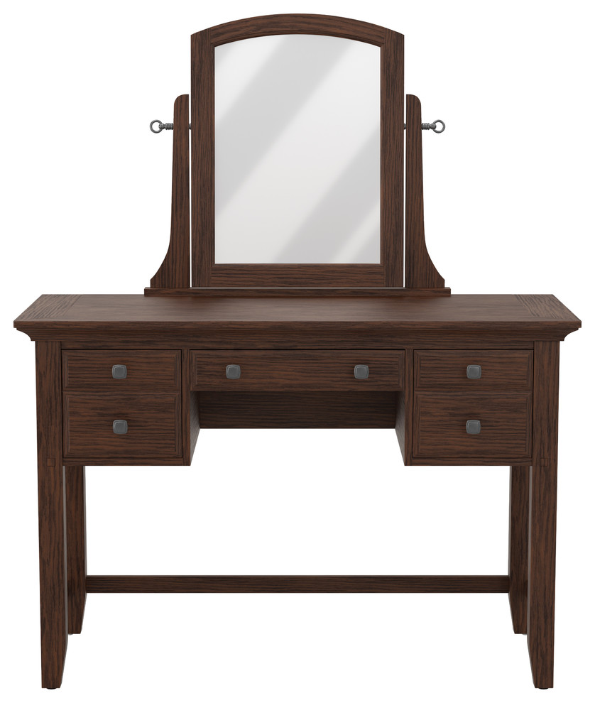 Modern Mission Vanity and Mirror, Vintage Oak - Transitional - Bedroom ...