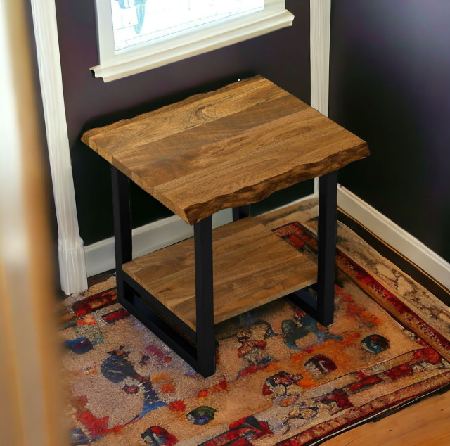Modern Rustic Live Edge Acacia Wood End Table - Industrial - Side Tables And End Tables - by ...