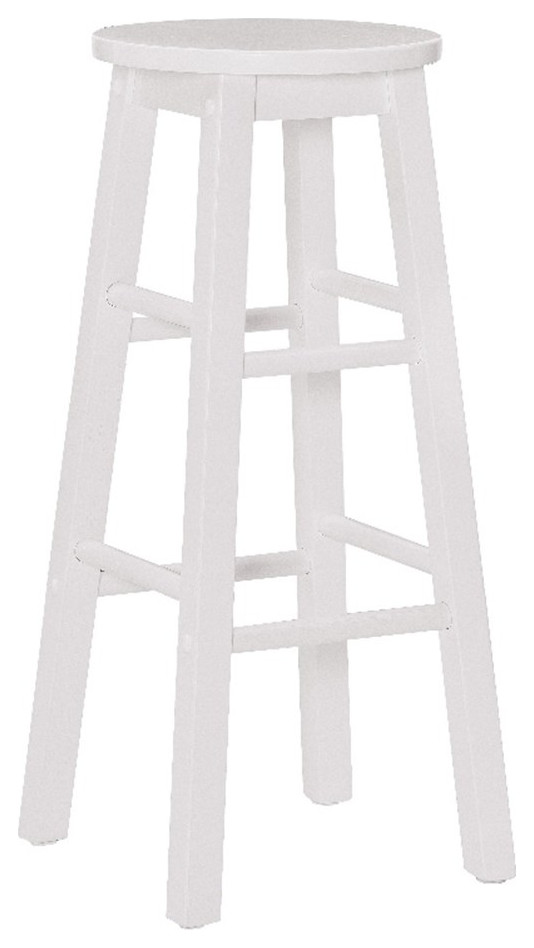 Bowery Hill Modern / Contemporary Wood Round Bar Stool in White - Bar ...