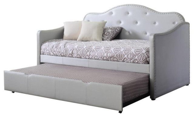 Coaster Pearlescent Grey Upholstered Daybed 80.25x43.5x48.75 Inch ...