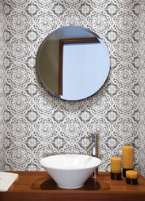 Ada Grey Embossed Peel & Stick Backsplash Tiles, Swatch - Contemporary ...
