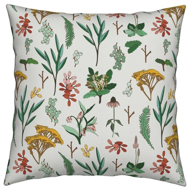 Herb Flower Herbs Floral Botanical Holli Throw Pillow - Contemporary ...