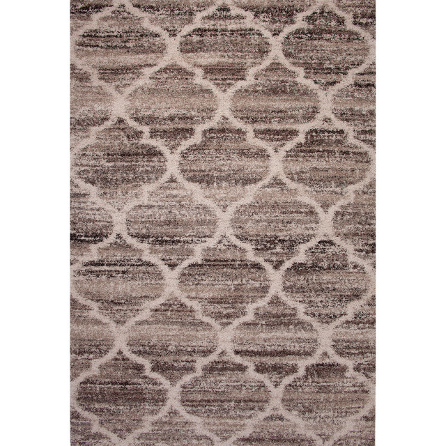 90 X 63 Inches Fabric Power Loomed Rug with Quatrefoil Print, Brown and ...