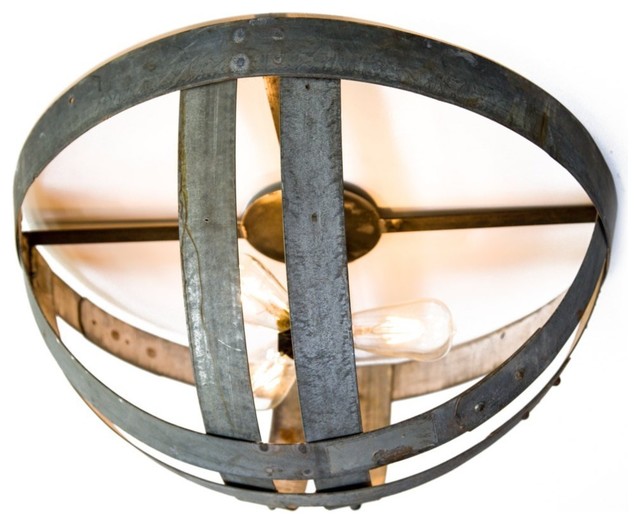 Wine Barrel Flush Mount Light - Hemisphere - Made from CA wine barrels ...