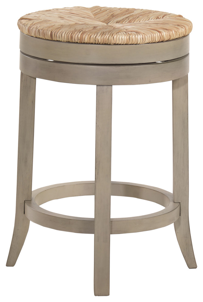 Irving 24" Swivel Rush Seat Counter Stool, Weathered Gray - Tropical ...