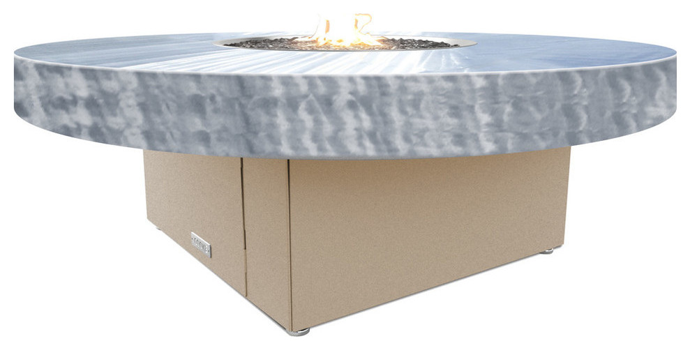Circular Fire Pit Table, 48 D, Propane, Brushed Aluminum Top ...