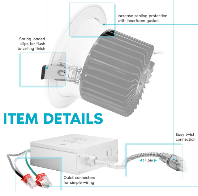 Luxrite 6" LED Recessed Light J-Box 24W 5 Color Selectable - Modern ...