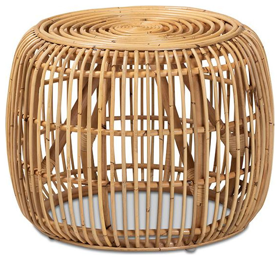 Baxton Studio Maverick Modern Bohemian Natural Brown Rattan End table ...