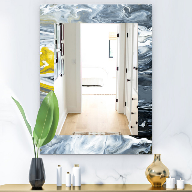 Designart Marbled Geode 12 Midcentury Frameless Vanity Mirror, 24x32 ...