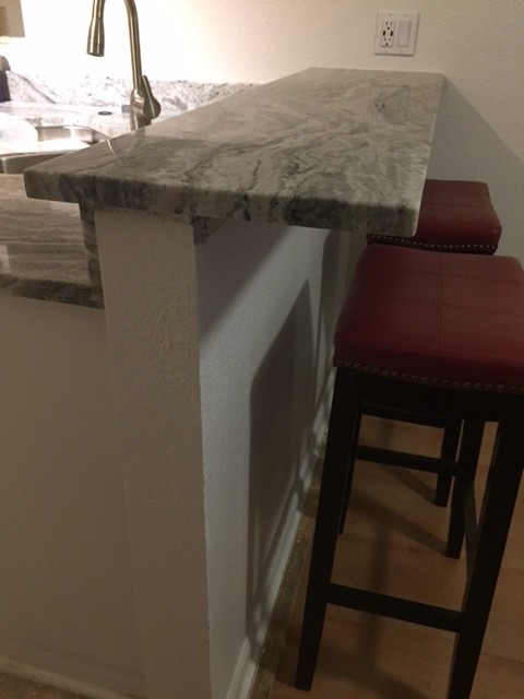 granite counter overhang