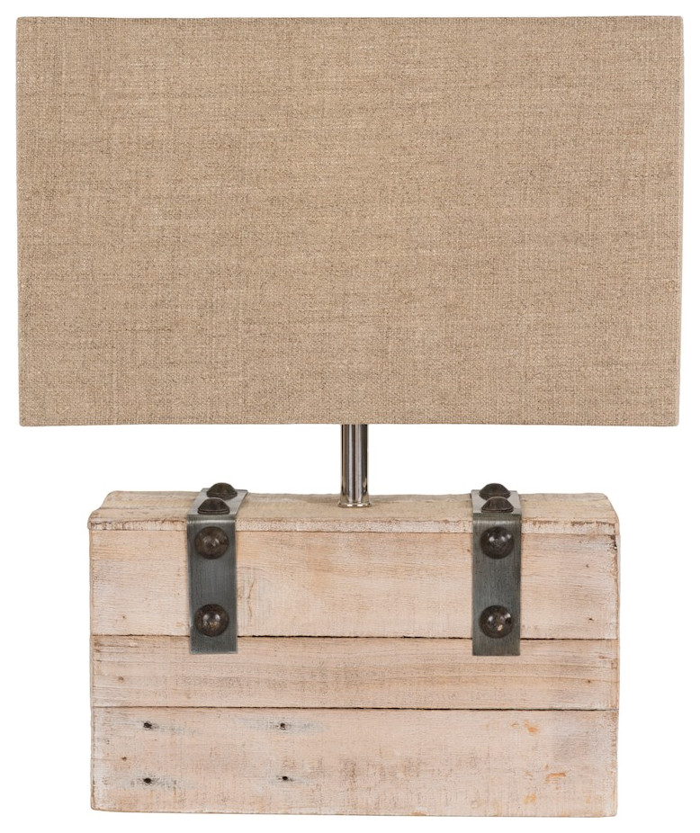 Hinge Table Lamp by Surya, White Washed/Tan Shade - Farmhouse - Table ...