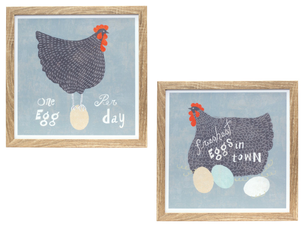 Framed Chicken Print, 2-Piece Set - Farmhouse - Prints And Posters - by ...