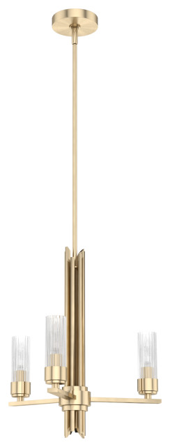Gatz Alturas Gold, Ribbed Glass 3 Light Chandelier Ceiling ...