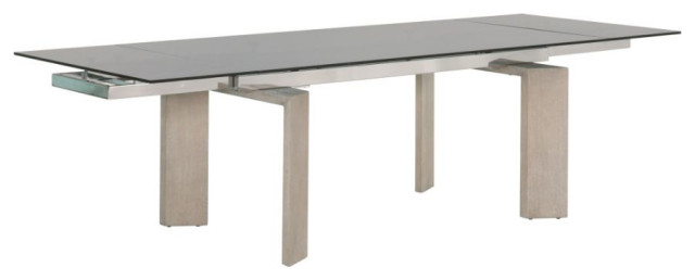 71-106" Extendable Glass Top Dining Table Natural Gray Ash ...