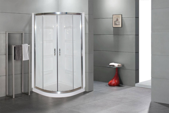 Mona 40" Neo Round Shower Enclosure Kit With Acrylic Base and Walls ...